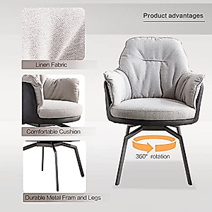 Zerifevni Soft Fabric Desk Chair, Mid-Century Modern Swivel Chairs Upholstered for Home Office