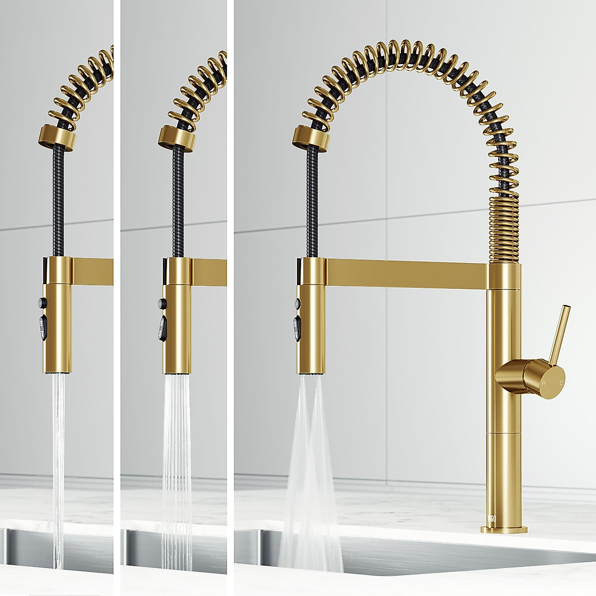 VIGO 4.0" W x 20.5" H x 10.75" D Edison Pro One-Handle Pull Down Kitchen Faucet in Matte Brushed Gold - VG02052MG