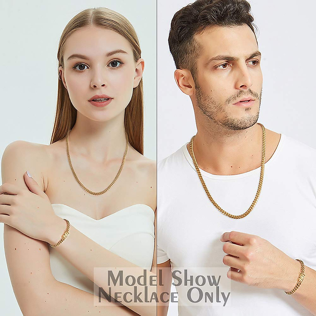 Jewelry Kingdom 1 Mens Necklace 18K Gold Chain Cuban Link Chain for Men's Jewelry, Necklace for Women, Top 316L Stainless Steel(18inches Length, 6MM Width Necklace)