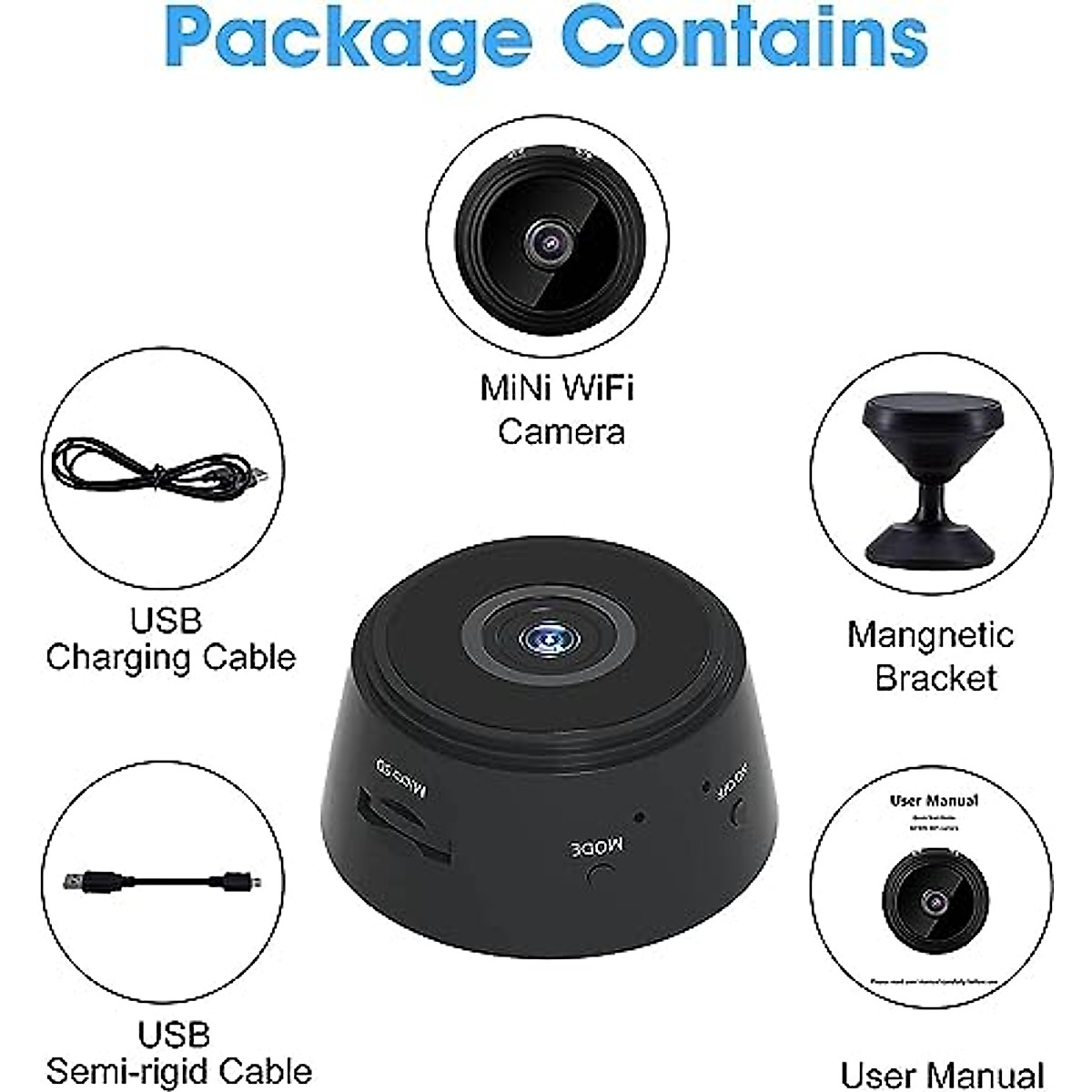 Aneekiti Mini Spy Camera Wireless WiFi Hidden Camera 1080P Full Hidden Cameras with Night Vision and Motion Detection Security Nanny Camera for Outdoor Home Office1 black