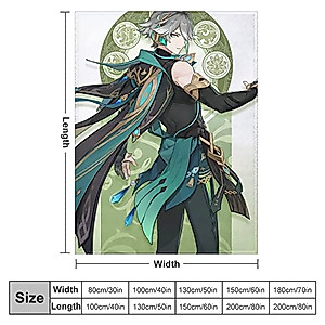 Dalicoter Game Genshin Impact Blanket Sumeru Alhaitham Anime Blanket 60"×50" Super Soft Flannel Throw Blanket Lightweight Blanket Warm Winter Blanket Towel Blanket for Couch Kids Girls & Adults
