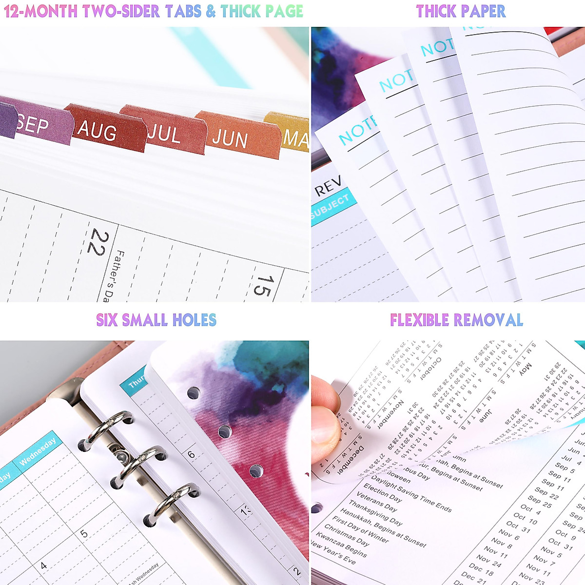 2025-2026 Planner Refills - Planner Refills 2025-2026, 2025-2026 Weekly and Monthly Planner Refills from Jul. 2025 - Jun. 2026, 3.75 x 6.75 inch, 6 Holes