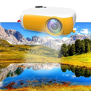 WiFi Blue-Tooth Projector, Native 1080P HD Projector 14-100 inch Projection Screen Home Video Projector, Portable Wireless Projector Compatible with Computer/Mobile Phone/Tablet/USB Flash (Yellow)