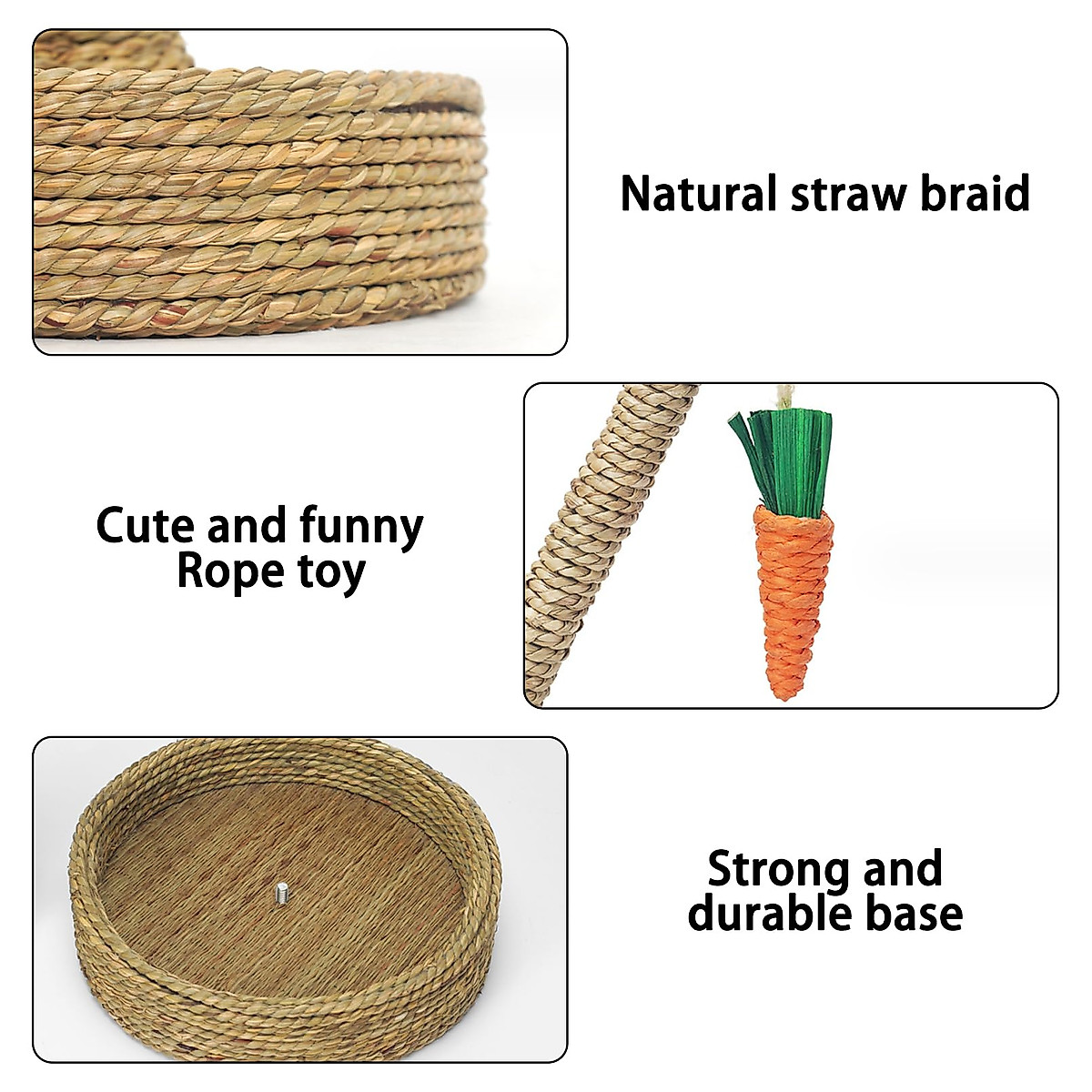 Hamiledyi Bunny Chew Toys Rabbit Rattan Grass Scratcher Climbing Tree Fun Tree Carrot Play Toys for Small Animal Guinea Pig Tooth Cleaning