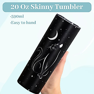 Black Cat 20 Oz Tumbler - Cat Gifts for Women, Goth Halloween Tumbler for Hot & Cold Drinks