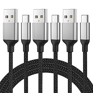2FT USB C Charger Cable 3A, 3Pack USB A to Type C Charge Cord Fast Charging for Car, 2 Foot Android Braided USB-C Cable for iPhone 15 Pro Max Plus Samsung Galaxy S23 S22 S21,Note 20 10,A10e,Moto G, LG