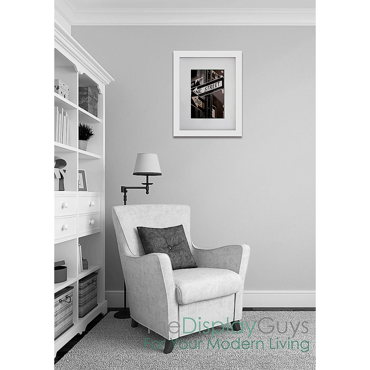 The Display Guys 16x20 White Picture Frame - Solid Pine Wood, Tempered Glass, matted for 11x14 Photo + Collage Mat Board for 4-5x7 Photo