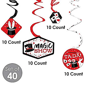 Big Dot of Happiness Ta-Da, Magic Show - Magical Birthday Party Hanging Decor - Party Decoration Swirls - Set of 40