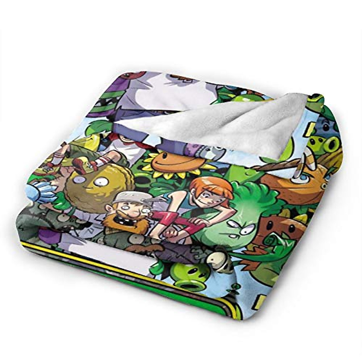 Glenn Isidore P-lants Vs Zom-bies Fleece Blanket - Ultra-Soft Velvet - Throw/Travel - Cozy Lightweight - Easy Care - All Season Premium Bed Blanket 60"x50"