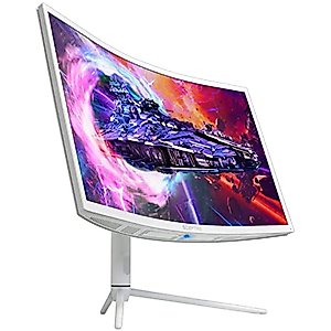 Sceptre 27" Curved Nebula White QHD 2K Monitor 2560 x 1440p up to 165Hz 1ms HDR1000 99% sRGB Ambient Light Sensor Luminous Backcover Lights Height Adjustable Build-in Speakers (C275B-QWN168W)