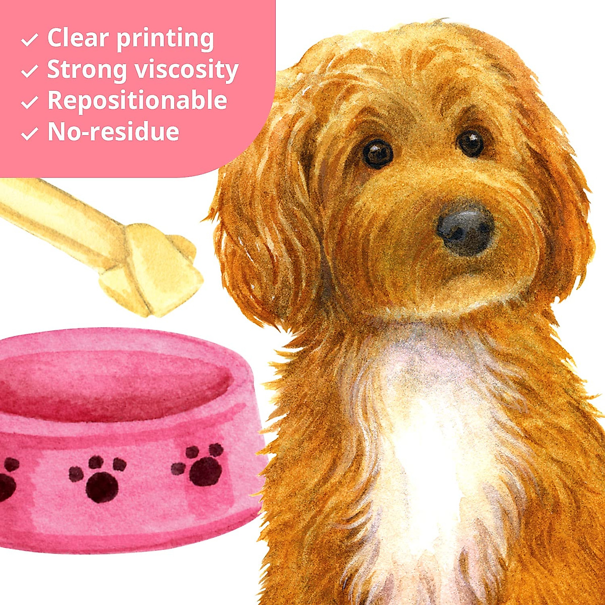 DECOWALL DS-8045 Dogs Wall Decals Stickers Kids Peel and Stick Removable paw décor Print Room Bone Puppy Bedroom Decorations Wallpaper pet Nursery Baby Golden Retrieve Terrier