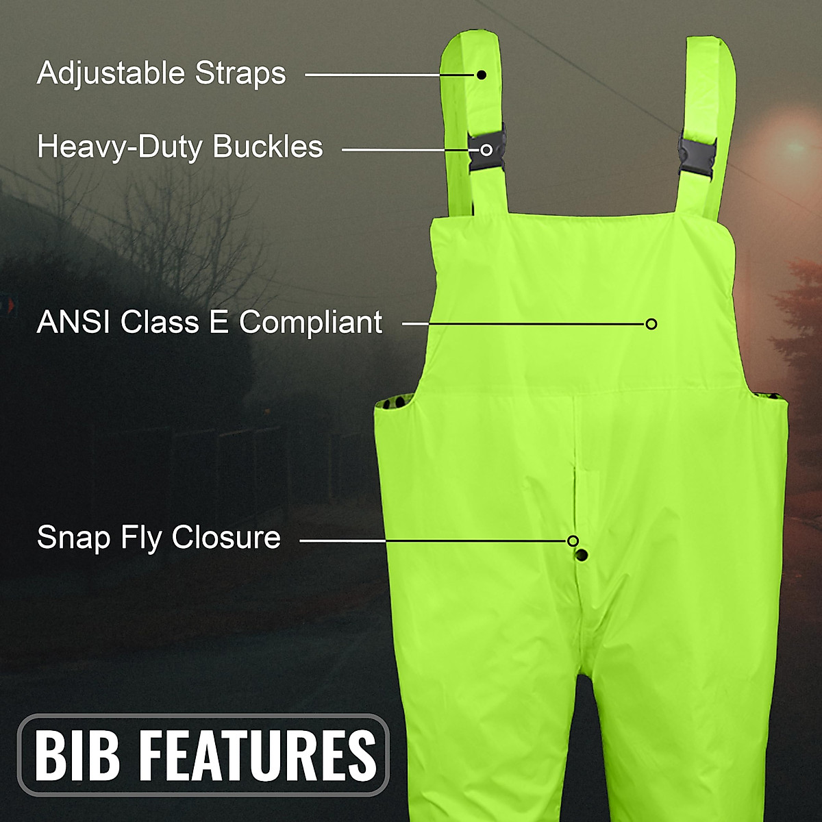 Global Glove FrogWear GLO-8000 Unisex High-Visibility Rain Suit, Lightweight Three-Piece Rain Gear with Waterproof Jacket, Bibs, and Detachable Hood – Neon Yellow, X-Large