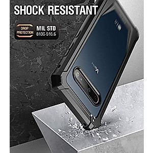 Poetic Guardian Series Case Designed for LG V60 ThinQ Case, Full-Body Hybrid Shockproof Bumper Cover with Built-in-Screen Protector, Black/Clear