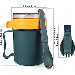 SUNSHNO Soup Mug,18 Ounce Microwave Soup Cups with Lid Allows Food Flasks Oven Milk Cup Food Jar Container for Noodles, Hot Cereal and More in a Single Container-（Yellow）
