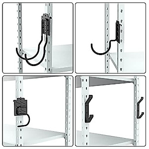 TORACK 7PCS Shelving Hooks for Keyhole Shelving Units, Metal Shelving Hook Organizer Kit for Tools, Cords, Hoses, Bags, etc., No Drilling No Holes