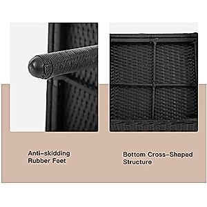 FDW Patio Furniture 4 Pieces Outdoor Indoor Use Rattan Chairs Wicker Patio Loveseats Conversation Sets with Table and Beige Cushions for Backyard Lawn Porch Garden Balcony,Black