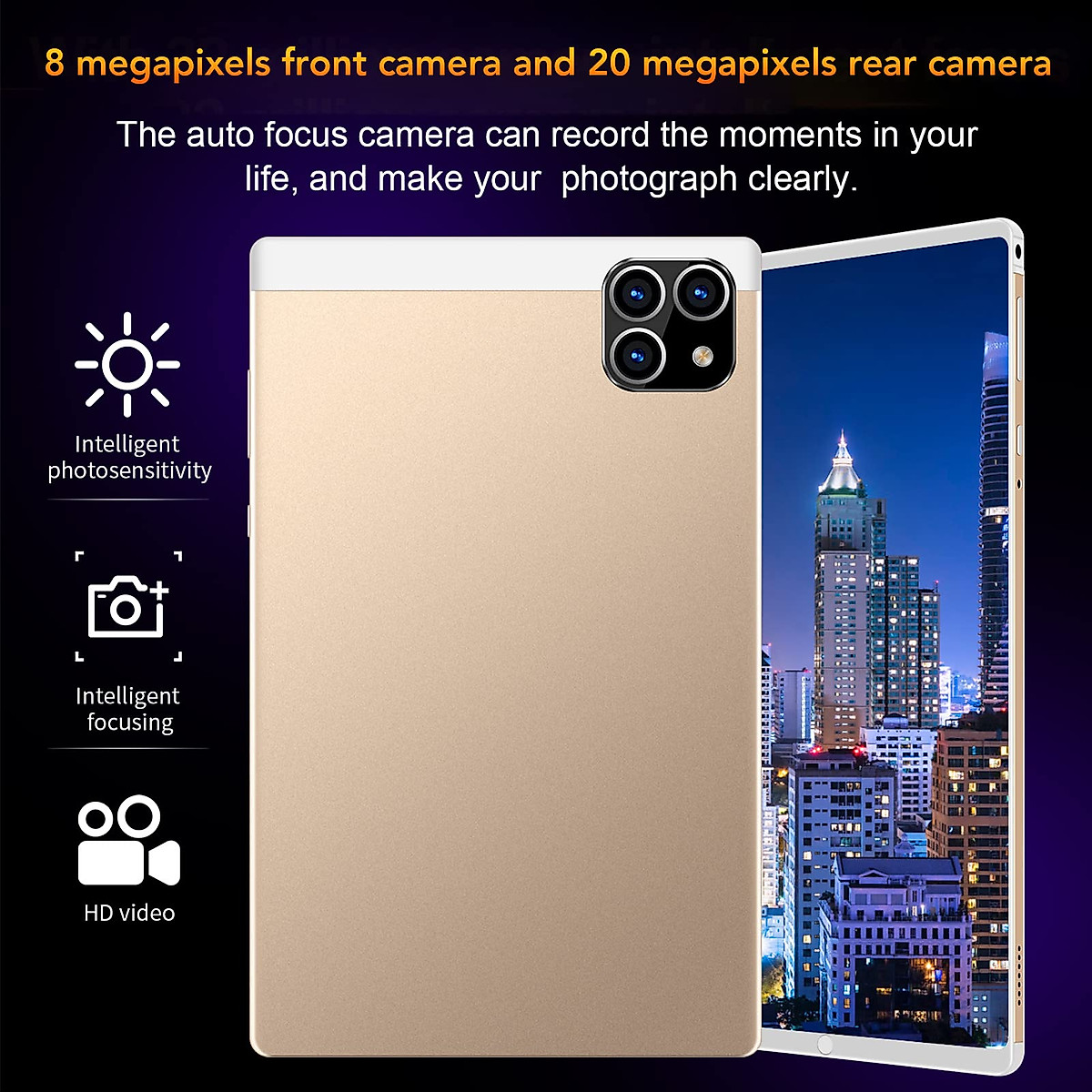 8 Inch Tablet, 10 Tablet, 4GB RAM 64GB ROM, 128GB Expandable, Dual Camera, Dual SIM Stand By, Touch Screen