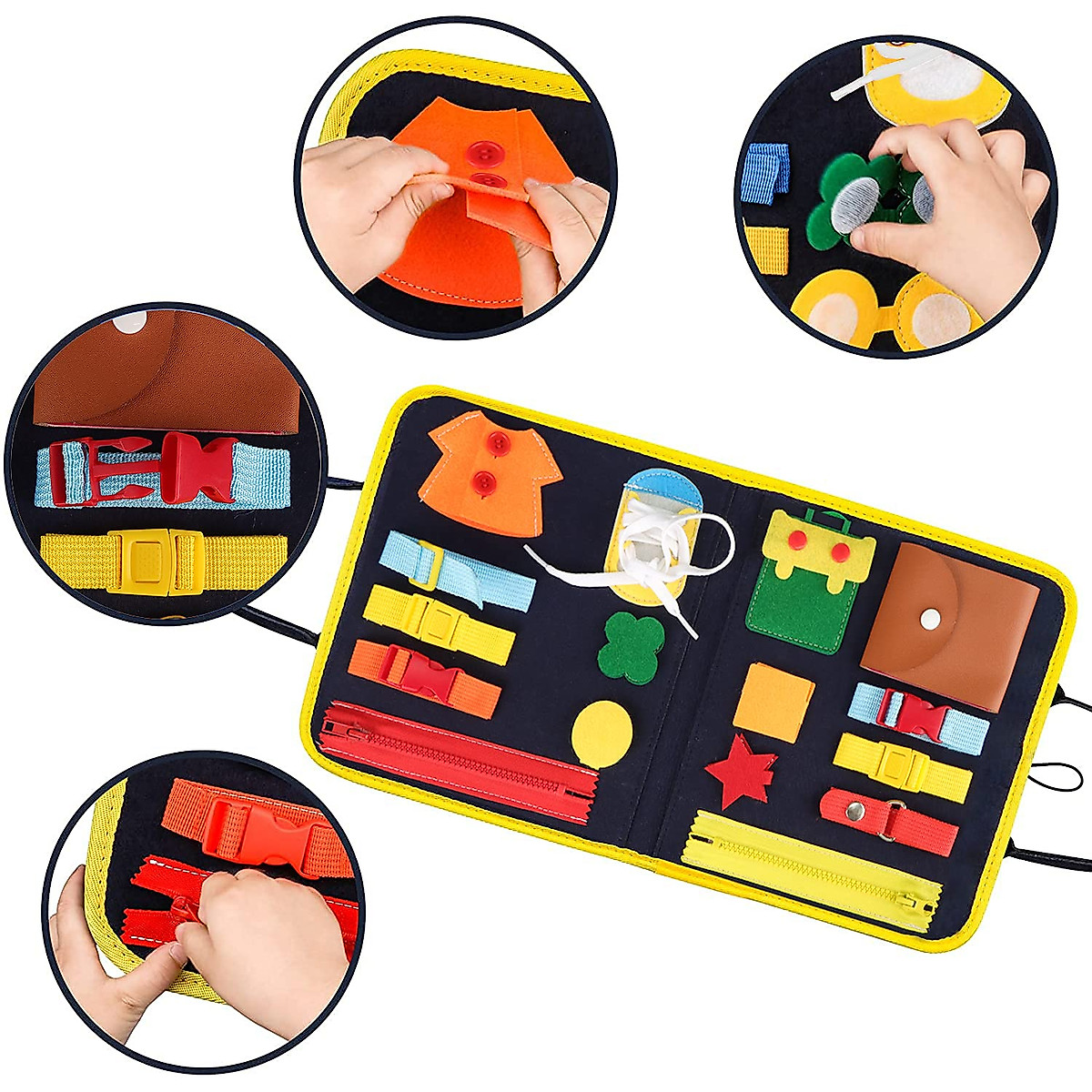 QIFUN Busy Board Toddlers, Montessori Toys for 1 2 3 Year Old, Sensory Toys for Toddlers 1-3, Travel Toy for Kids 1-4 Years Old Educational Learning Toys for Babies Develop Basic Skills