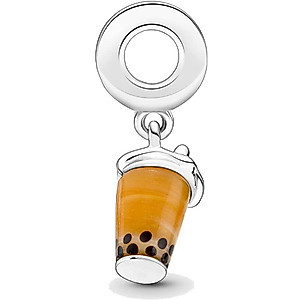 Ouroyea Murano Glass Bubble Tea Dangle Charm 925 Sterling Silver Pendant,Jewelry Beads Gifts for Women Bracelet&Necklace 110