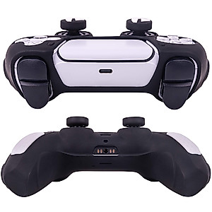 CHIN FAI Controller Grip Cover for PS5, Anti-Slip Silicone Skin Protective Cover Case with 6 Thumb Grip Caps for PlayStation 5 Controller (Black-White)