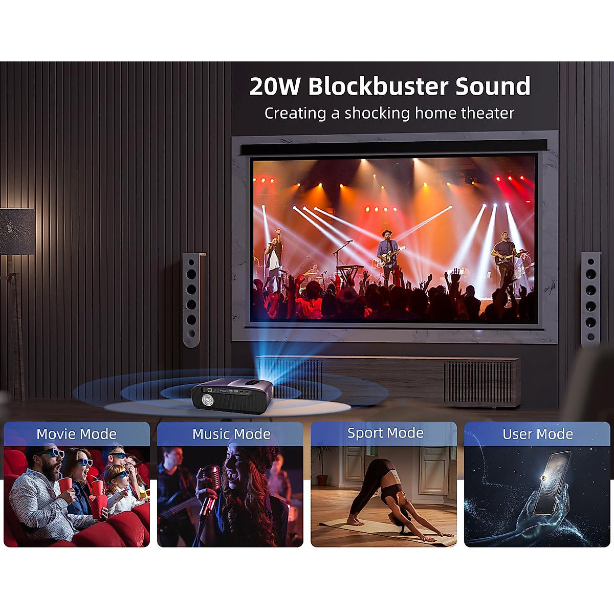 UHD 4K Projector with 5G Wifi Bluetooth, Home Cinema Daytime Projector for Gaming Office Works 13,000Lumens LCD Smart Projectors Wireless Casting with iPhone Laptop Netflix + Purple