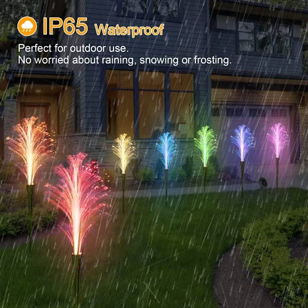 VIODAIM Solar Garden Flower Lights - 7 Color Changing