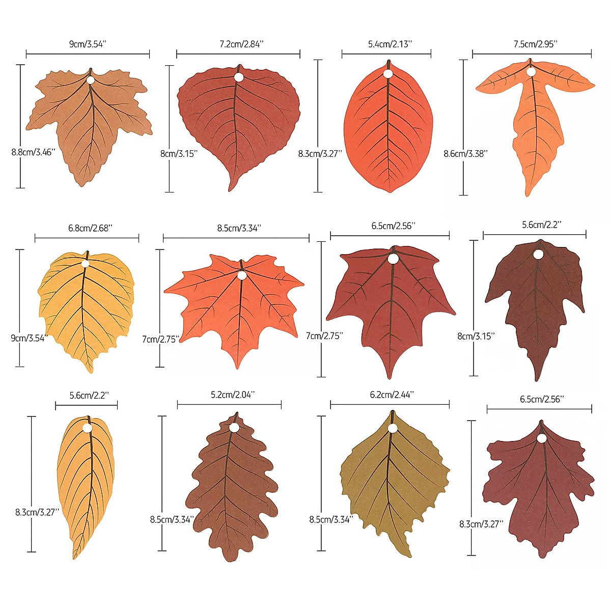 joycraft 120Pcs Fall Maple Gift Tags with String, 12 Style Fall Leaf Tags, One-Sided Printing, Fall Gift Hangtags for Thanksgiving, Gift Wrapping, DIY Crafts, Wedding, Holiday Party