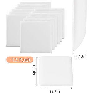 Umedol 3D Anti-Collision Wall Padding for Kids, White Peel and Stick headboard Panels, Self-Adhesive Headboard Panels for Wall, Bedroom/Living Room Upholstered Wall Panel(12 Pack -11.8" x 11.8")