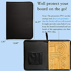 Svartur Combi Bamboo Beading Board with Zipper Storage Case, Imperial Measurements Marked Wood Bead Design Board for Bracelet, Necklace, Bead Mat for Jewelry Making Tray, 15.35 * 11.42 * 0.39"