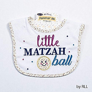 Rite Lite Adorable Little Matzah Ball Embroidered Bib - Stylish & Cute Passover Bib Pesach Seder Jewish Holiday Party Apparel Accessories Party Favors Judaism Baby Gifts for Newborns