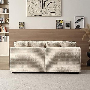 ERYE 74.8" Luxury Twin Chaise Daybed Sofa Couch for Living Room,Modern Corduroy Upholstery Lounge Love Seat Sleeper Sofabed with 6 Piilows