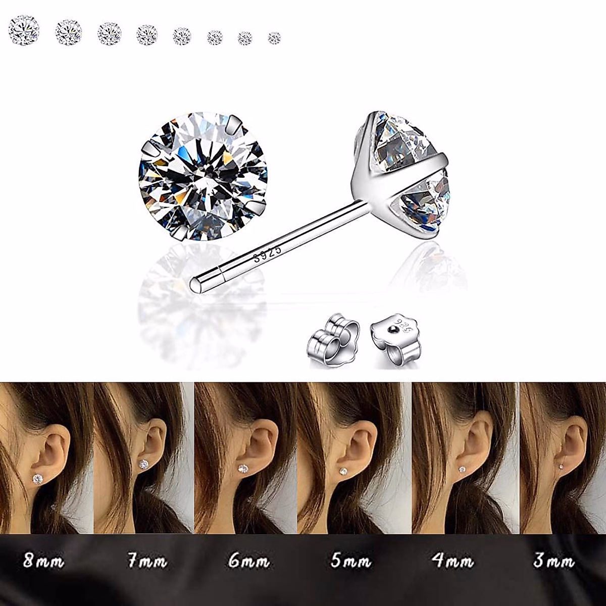 LECIEL Reusable Ear Piercing Gun Kit, Professional Body Nose Lip Piercing Kits with 16 Pairs Stud Earrings (6 Pairs Sterling Silver Stud Earrings+10 Pairs Gun Stud Earrings)