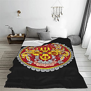 Emblem of Bhutan Blanket Throw Bedding Room Decor Flannel Blankets for Bed Sofa 80"x60"
