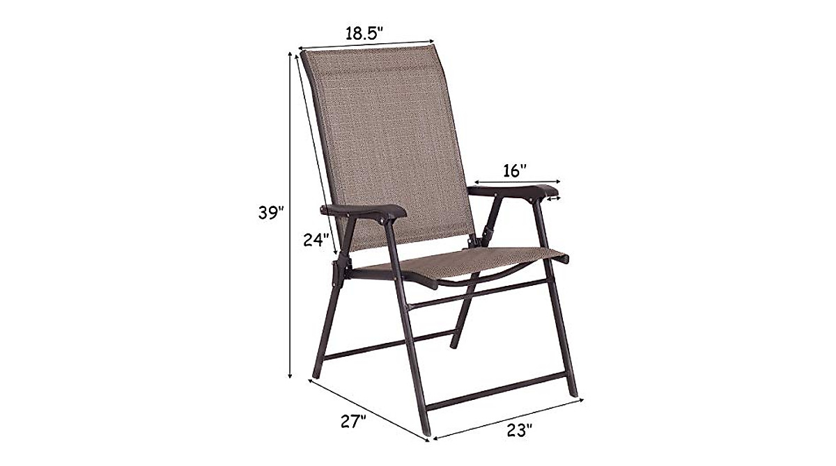 GOFLAME Patio Chairs Folding Sling Back Chairs, Portable Furniture ...