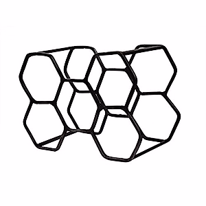 storeindya Wrought Iron Wine Rack Stand Bottle Holder with Natural Powder Coated in Carbon Black Iron Finish Holds up to Five Bottles