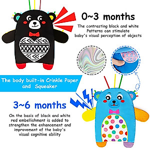 teytoy 3-in-1 Tummy Time Mat & Pillow & Mirror Black and White High Contrast Tummy Time Toys with 3 Teethers for Newborn Infant Baby Toys 0 3 6 9 12 Months Easter Gifts