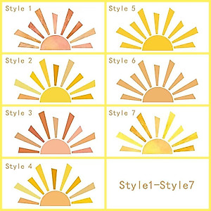 42.1x23.6 inch Boho Half Sun Wall Decal Large Wall Decal Sunshine Wall Stickers Vinyl Wall Decals Removable Peel and Stick Wall Stickers for Nursery Room Playroom Decor