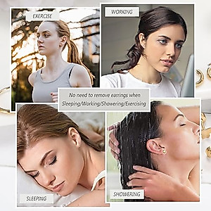 Florideco Small Tiny Stud Earrings for Women Men Hypoallergenic Flat Back Earrings 14K Gold Plated Surgical Stainless Steel Earrings Sets Screw Back Cartilage Earrings