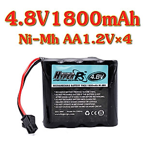 HYPERPS 4.8V 1800mAh Ni-MH 4 Cell Rechargeable AA Battery Pack SM-2P Plug
