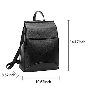 HESHE Genuine Leather Backpack Designer Purses for Women Casual Daypack and Anti Theft Ladies Shoulder Bags (Black-R)