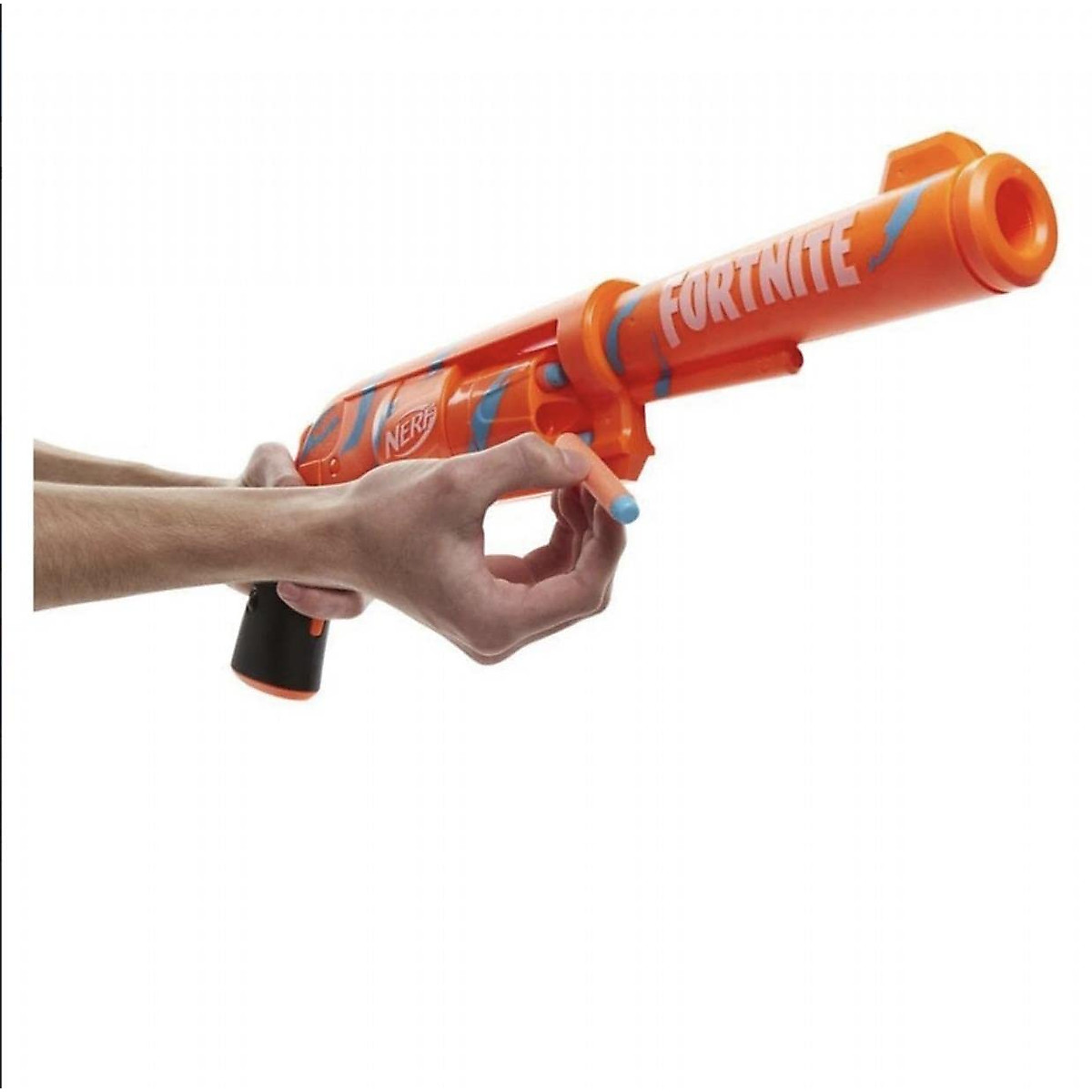 Nerf Fortnite 6-SH Blaster-Camo Pulse Wrap, Hammer Action Priming, Drum, 6 Elite Darts