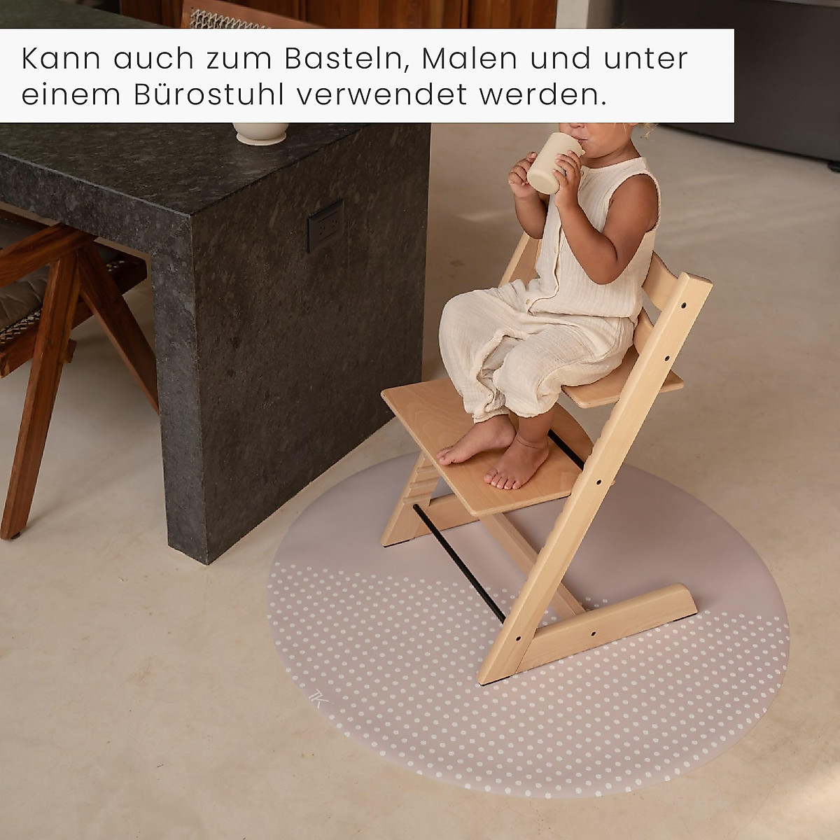 Toddlekind Splat Mat, Premium Quality 41-inch Multifunctional Mat for Babies/Toddlers, Non-Toxic, Spotted-Clay (Beige)