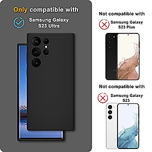 YENAPOON for Samsung Galaxy S23 Ultra Case, Slim Liquid Silicone Shockproof Protective Case - Black