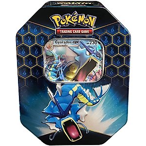 Pokemon SM11.5 Hidden Fates Gx Tin- Gyardos + 1 of 3 Foil Pokémon-GX Cards + 4 Booster Pack, Multicolor