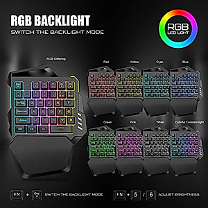 One Handed Gaming Keyboard, RGB Backlit 35 Keys Portable Mini Gaming Keypad with 2.4G Receiver Plug and Play Mechanical Gaming Keyboard for PC Gamer
