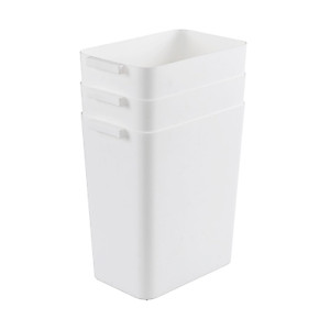 Julyeen 4.5 Gallon Plastic Wastebasket, Set of 3 Durable Open Top Garbage Can, Slim Trash Container Bin, White