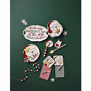 Mud Pie Farmhouse Christmas Integral Chip Dip, White/Red, 15.25" x 13"