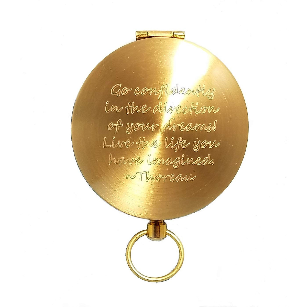 Engraved Compass with Thoreau's Go Confidently Quote (Personalized Compass & Box)