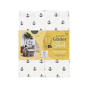 Glider Skirt, Universal Fit Safety Skirt for Glider Chair and Ottoman for Nursery, Baby Proofing Pinch Guard, Glider Chair and Ottoman Sold Separately, Safe Harbor Anchor Style