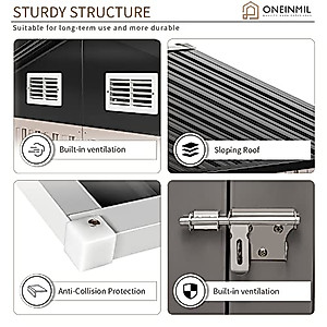 oneinmil Storage Shed 8'x10' Outdoor Garden Storage Shed, Galvanized Steel Metal Garden Shed with Air Vent and Hinged Door Utility Tool Storage House for Garden, Backyard, Patio, Lawn